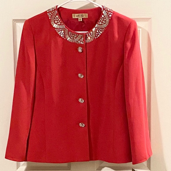 Kasper | Jackets & Coats | Kasper Evening Pink Crystal Embellished ...